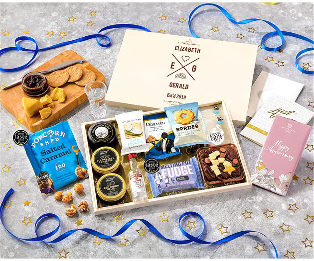 Anniversary Biscuit, Cheese & Cake Tea Time Letterbox Hamper With ...