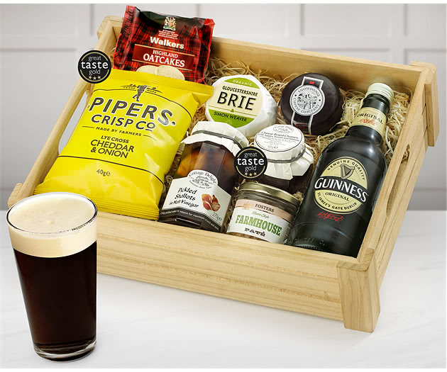 Birthday Ploughman's Choice in Wooden Crate With Guinness - Regency Hampers