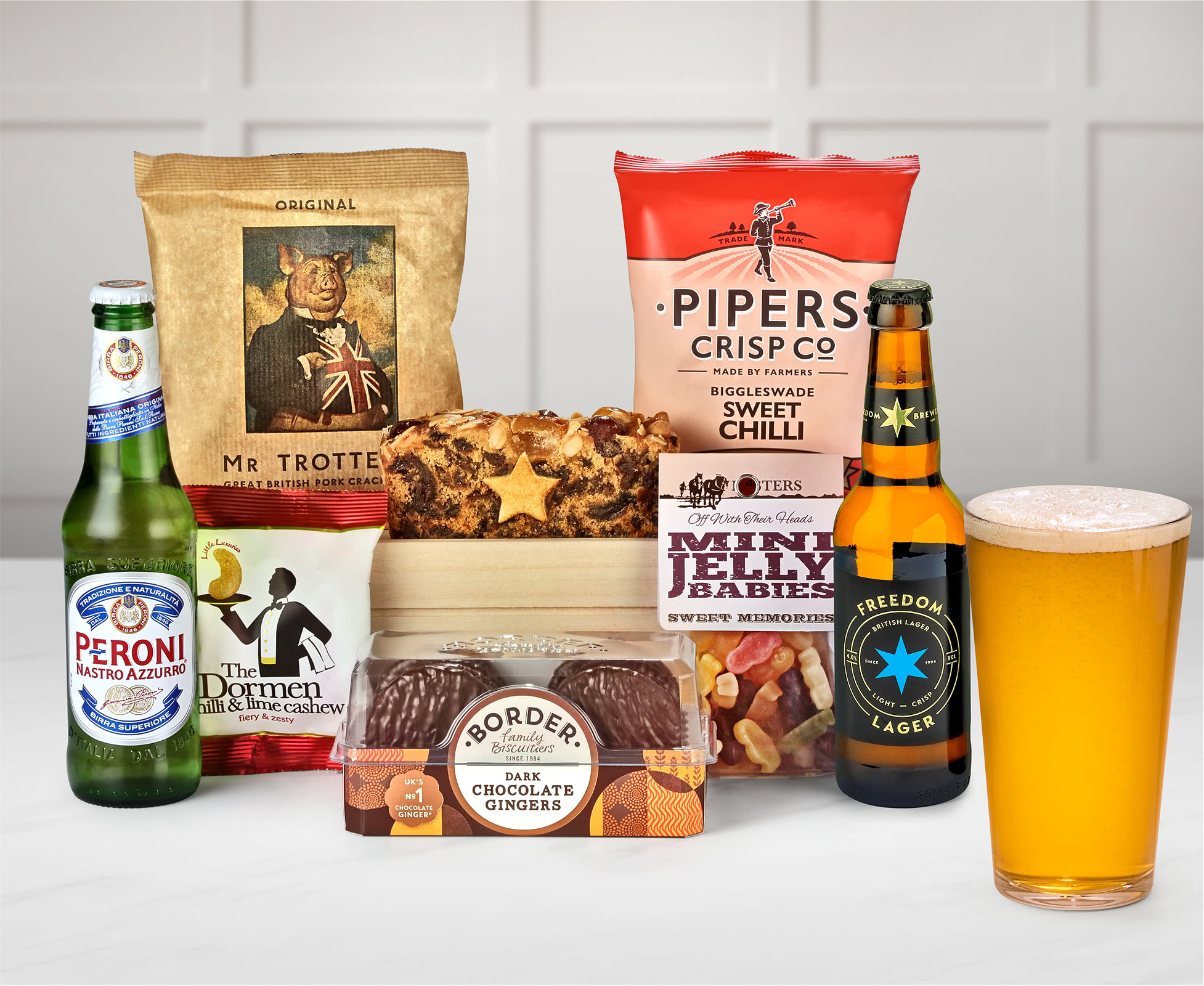 Birthday Man Crate & Snack Selection Tray With Beer - Regency Hampers