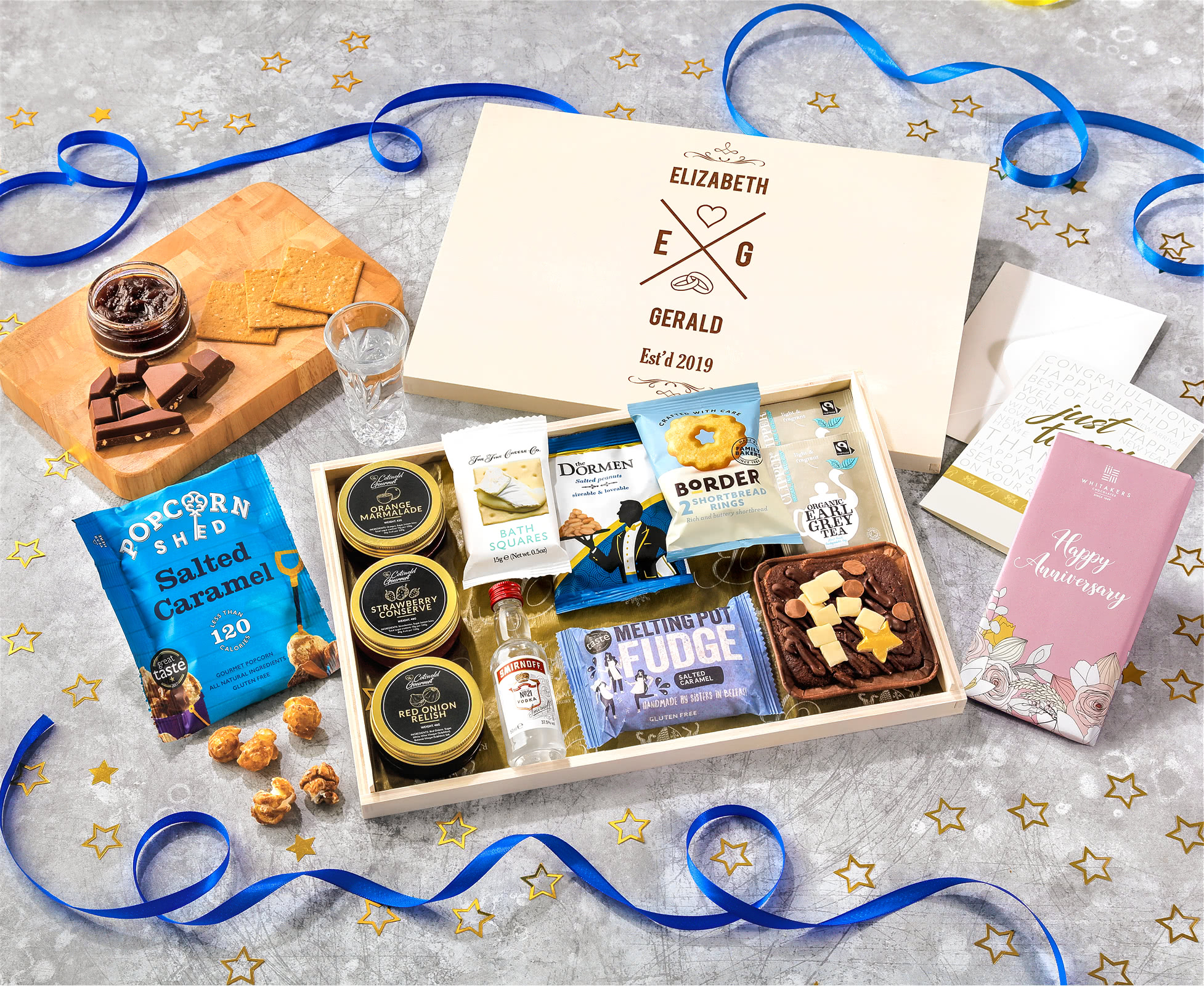 Anniversary Tea Time Cake, Chocolate & Nibbles Letterbox Hamper With ...