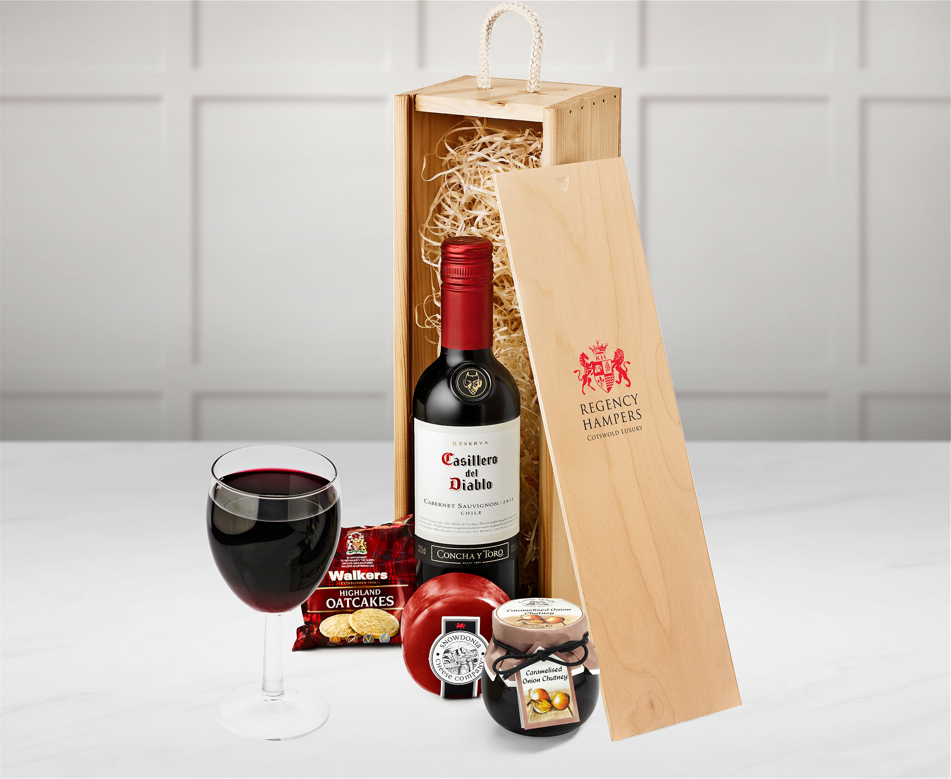 Wine & Cheese Gift Set In Wooden Box - Regency Hampers