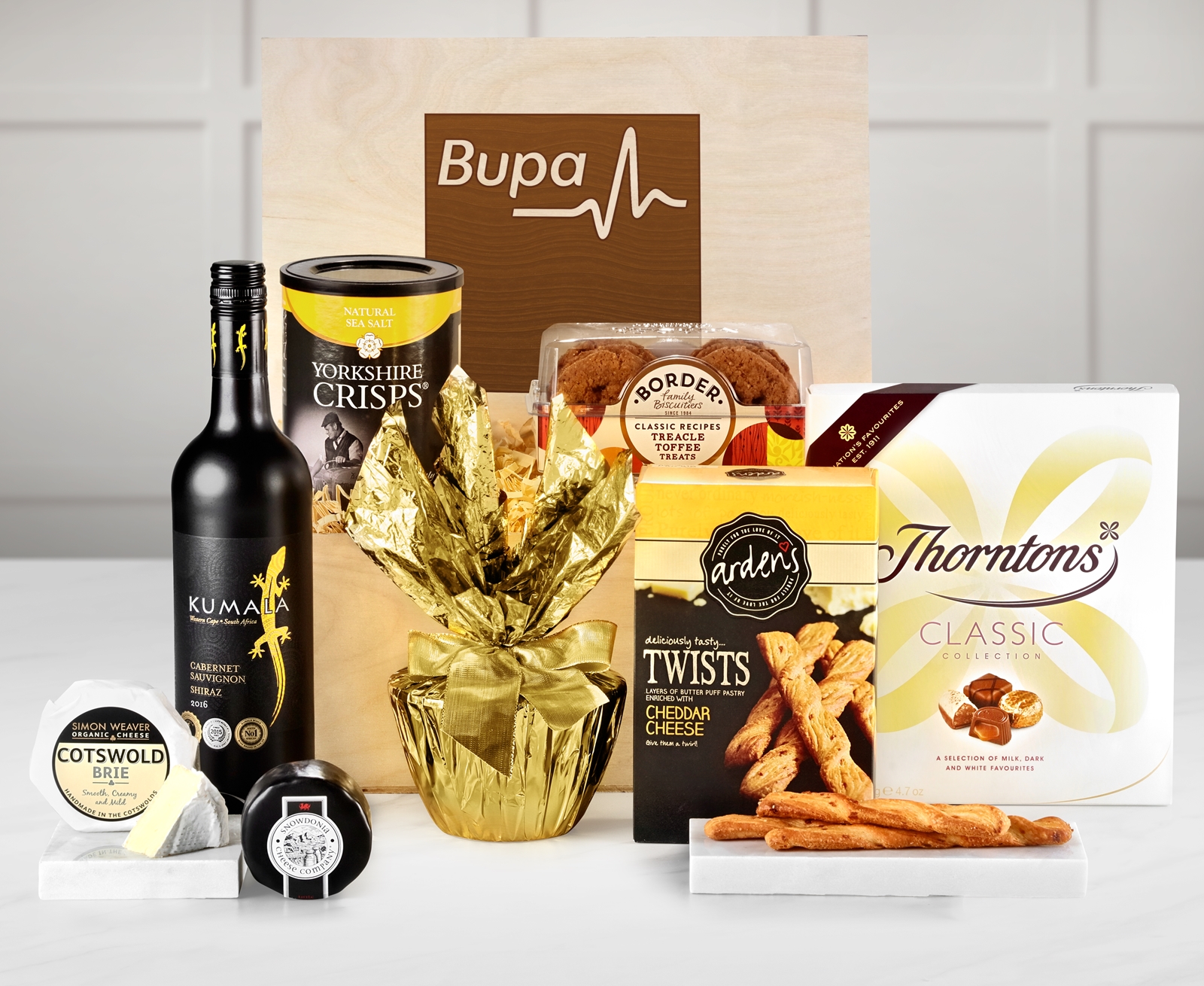 Bespoke Branded Harrogate Wooden Box With Red Wine - Regency Hampers