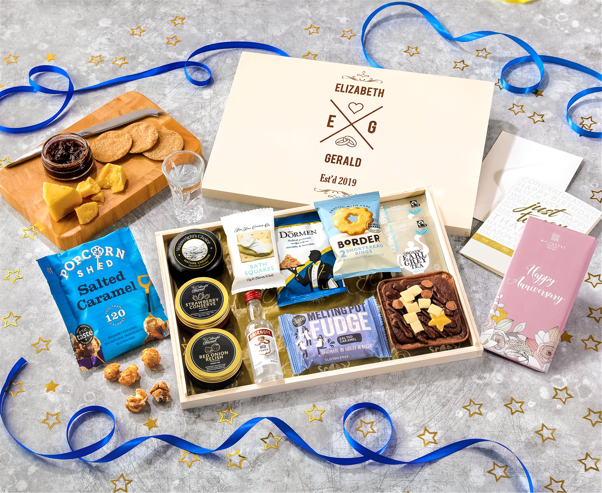 Anniversary Biscuit, Cheese & Cake Tea Time Letterbox Hamper With ...