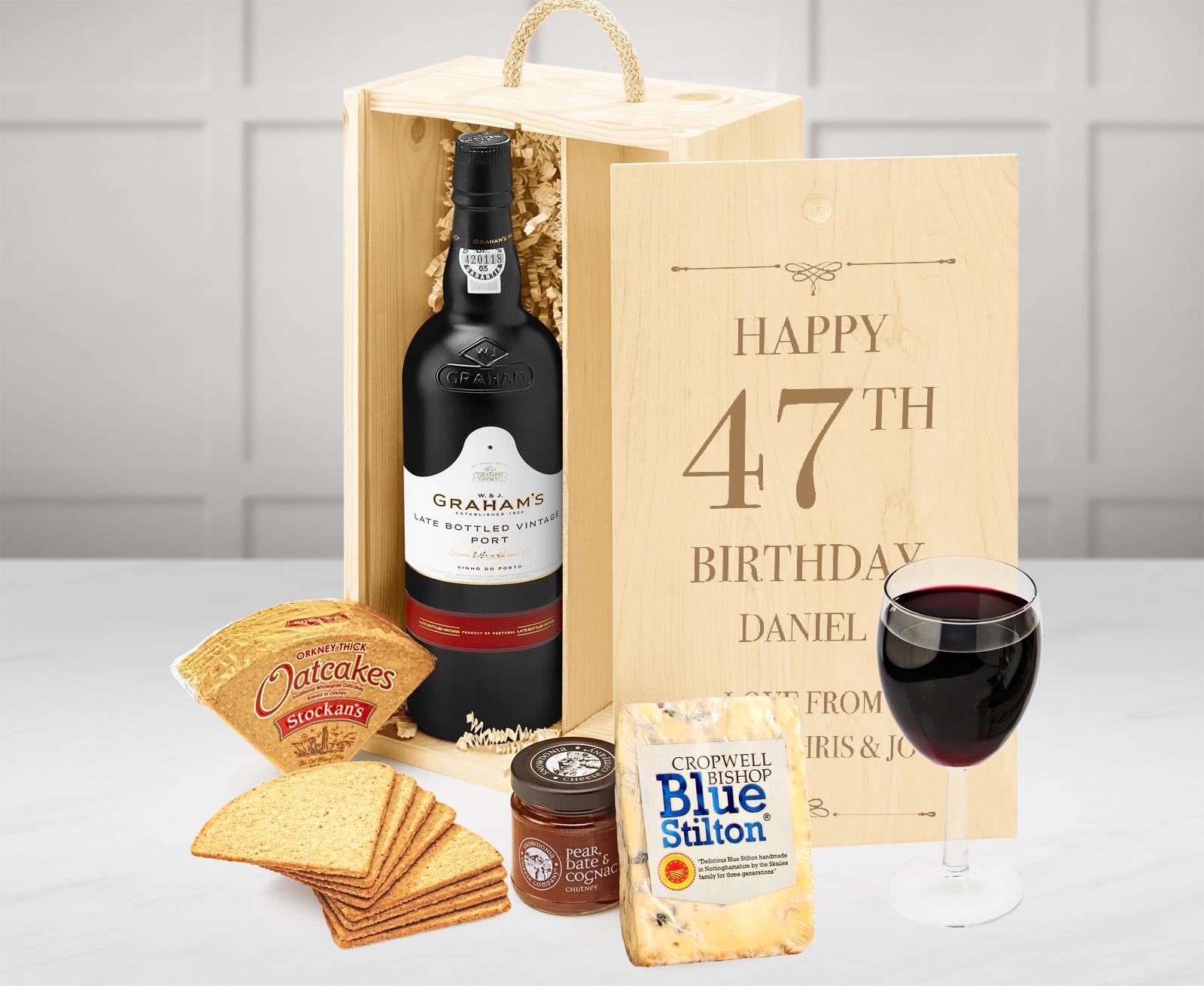 Birthday Port & Stilton Classic Gift Box With Engraved Personalised Lid ...