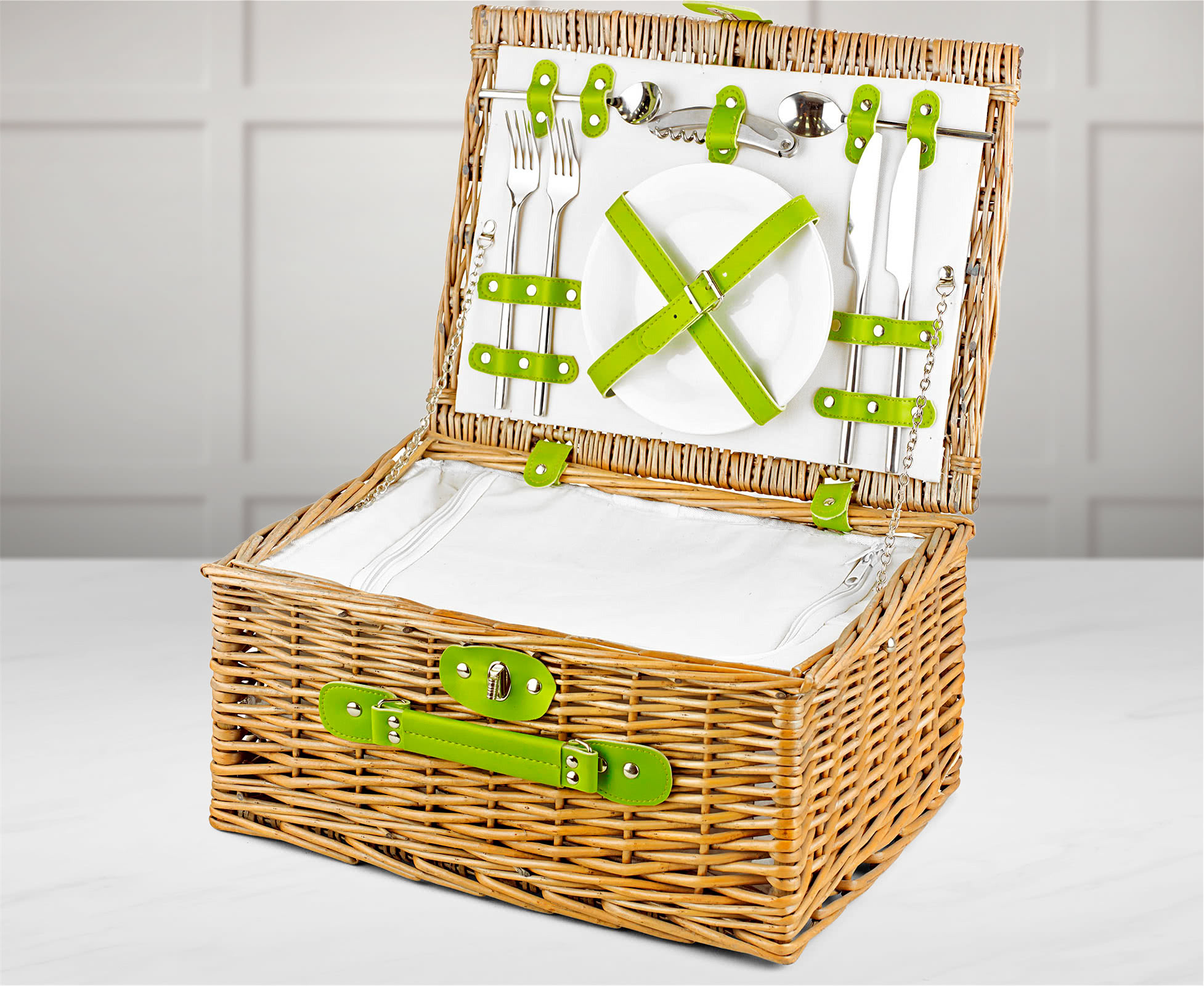 Empty Picnic Basket, Green Cool Hamper (2-Person 16") - Regency Hampers